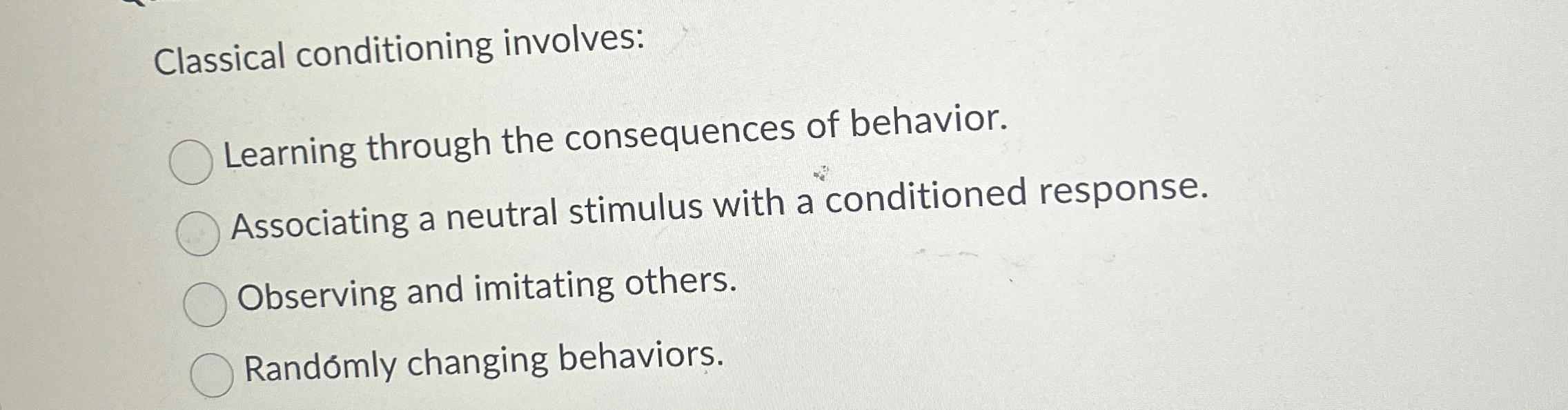 High Quality SOLUTION Classical conditioning involves:Learning through the | Chegg.com