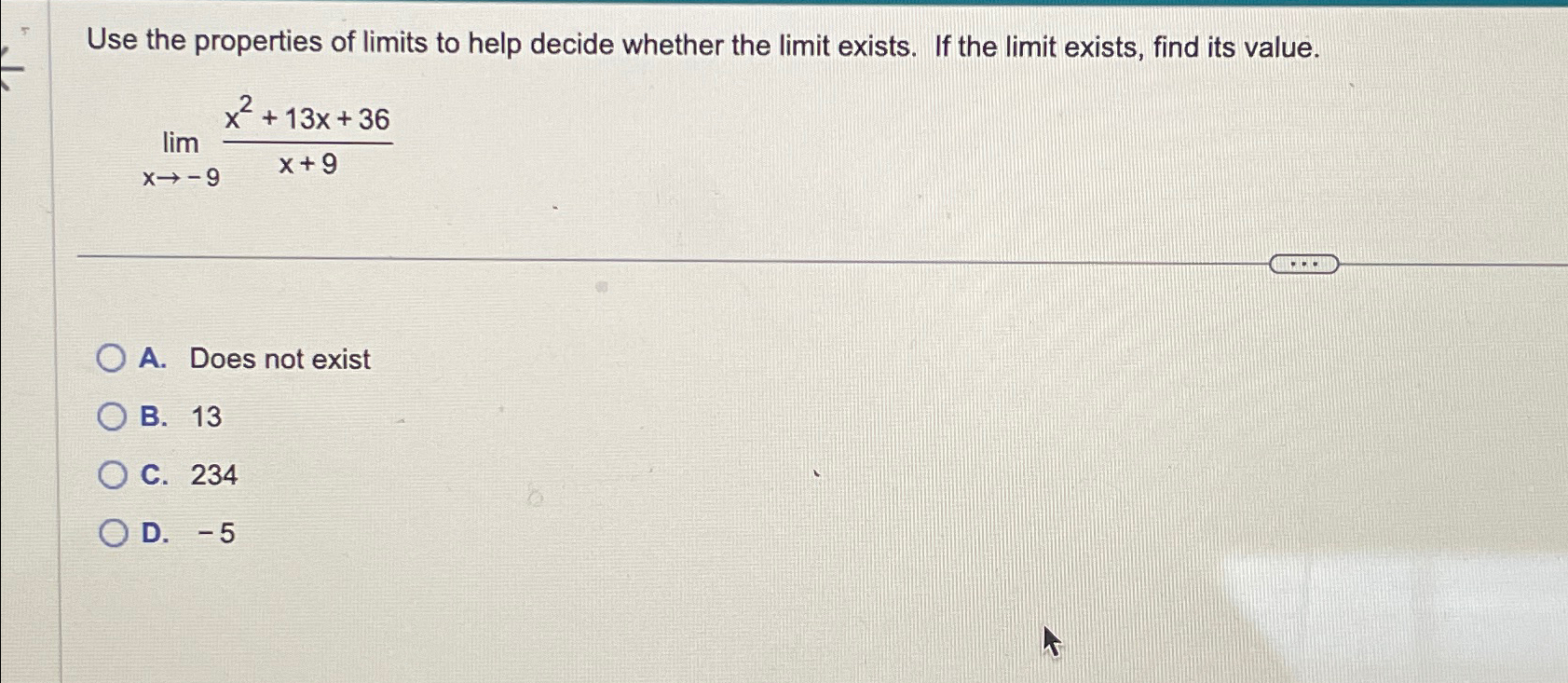 Solved Use the properties of limits to help decide whether | Chegg.com