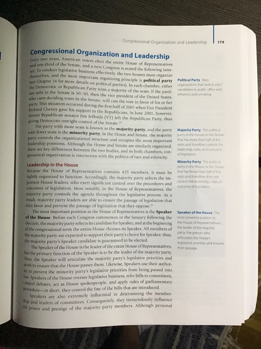 Congressional Organization and Leadership 179 | Chegg.com