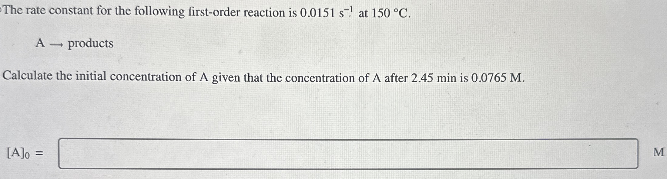 Solved The rate constant for the following first-order | Chegg.com
