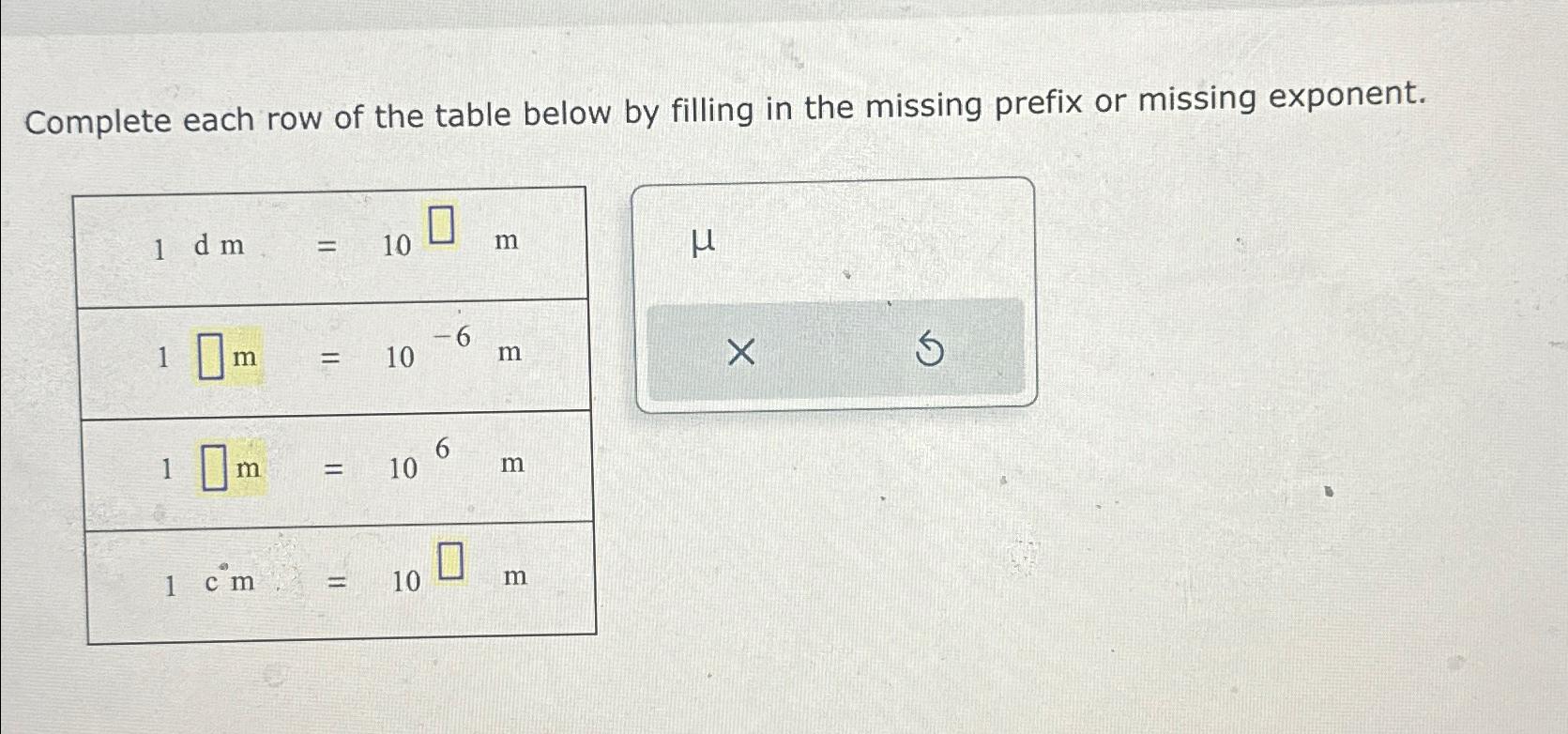 Solved Complete each row of the table below by filling in | Chegg.com
