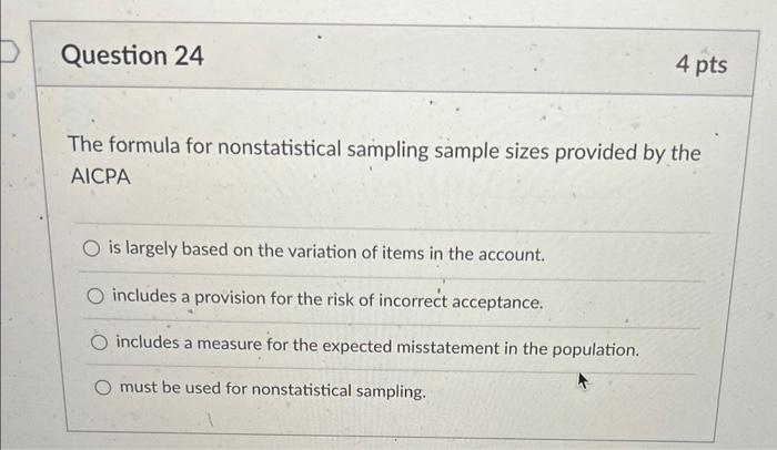 Solved The formula for nonstatistical sampling sample sizes | Chegg.com