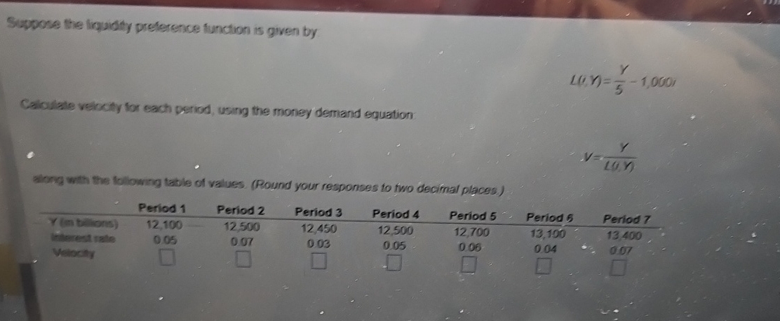 Solved Suspose the liquidty preference function is given | Chegg.com