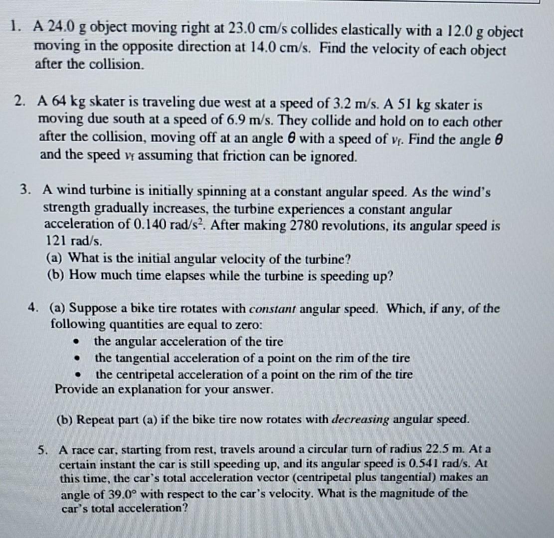 Solved A 24.0 g object moving right at 23.0 cm/s collides | Chegg.com