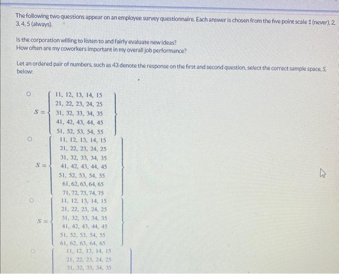 Solved The following two questions appear on an employee | Chegg.com