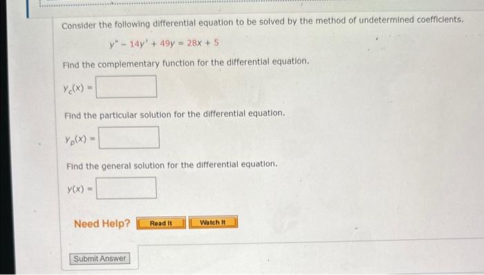 Solved Consider the following differential equation to be | Chegg.com