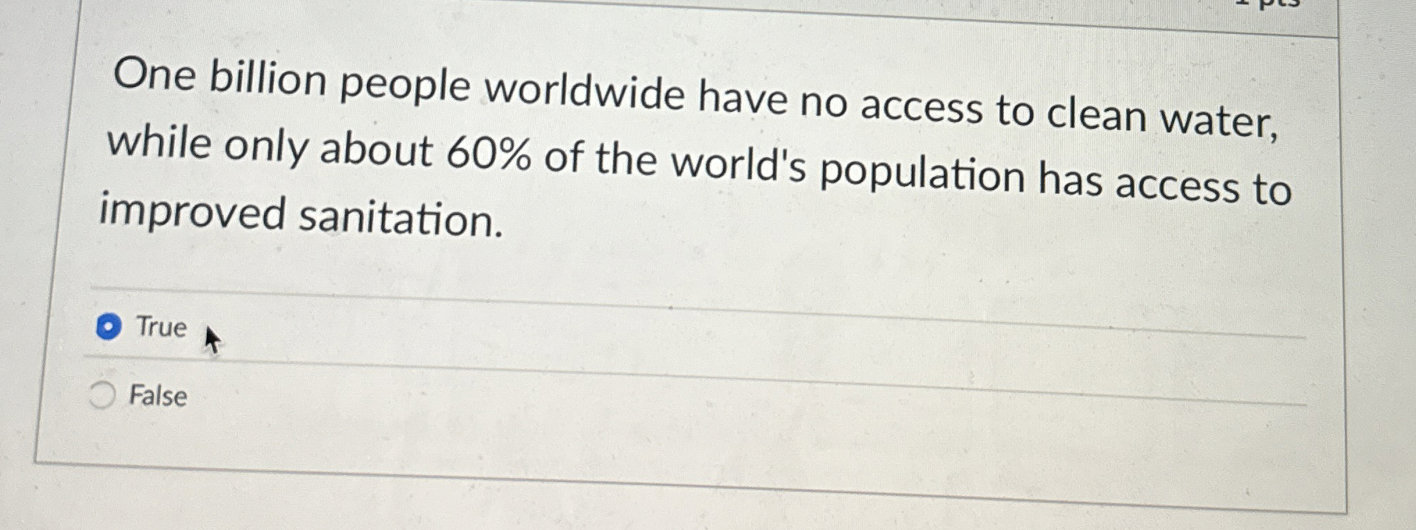 Solved One billion people worldwide have no access to clean | Chegg.com
