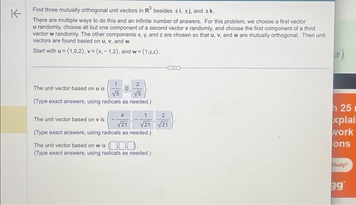 Solved Find three mutually orthogonal unit vectors in R3 | Chegg.com