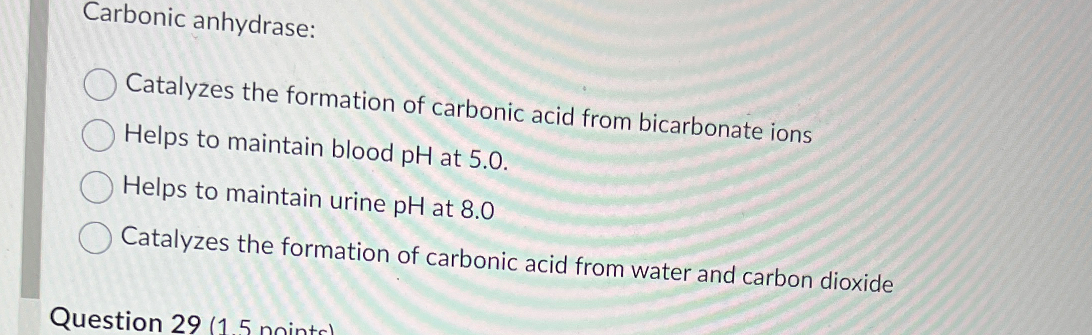 Solved Carbonic anhydrase:Catalyzes the formation of | Chegg.com