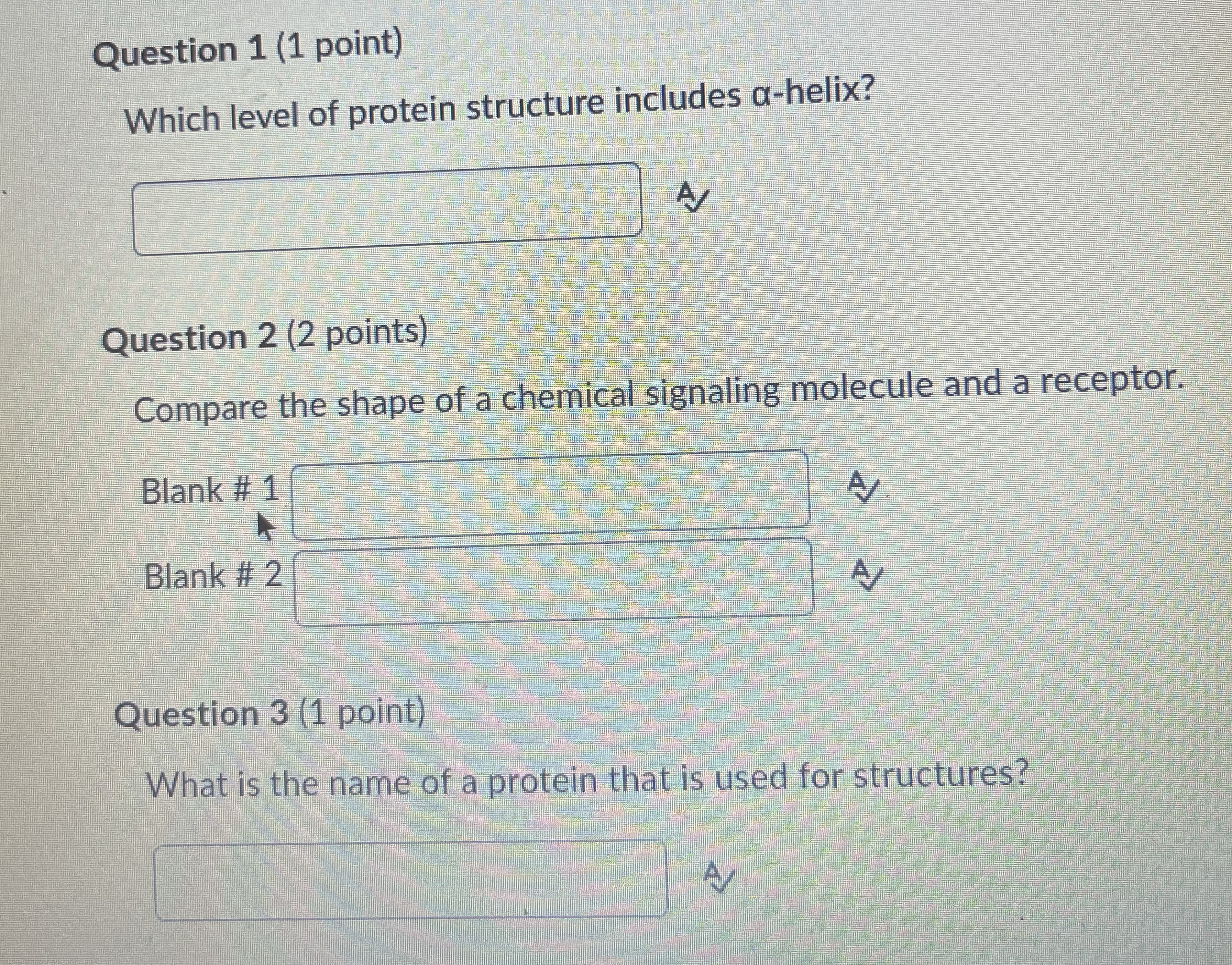 Solved Question 1 (1 ﻿point)Which level of protein structure | Chegg.com