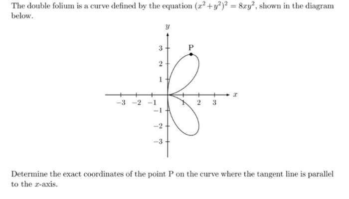 Solved The double folium is a curve defined by the equation | Chegg.com