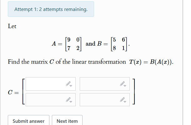 Solved Attempt 1: 2 ﻿attempts remaining.LetA=[9072] ﻿and | Chegg.com