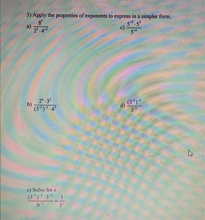 Solved 5) Apply the properties of exponents to express in a | Chegg.com