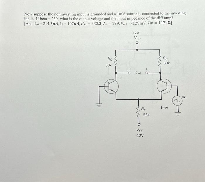Solved Now suppose the noninverting input is grounded and a | Chegg.com