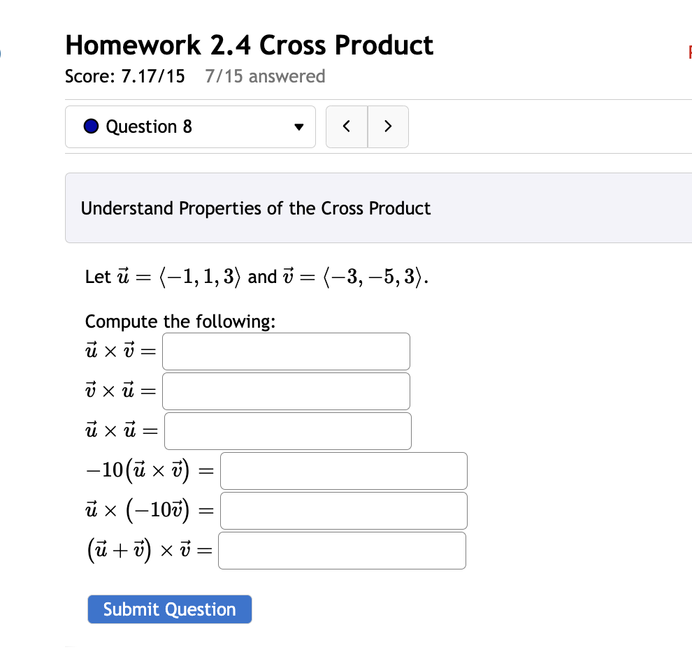 Solved Understand Properties of the Cross ProductLet | Chegg.com