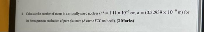 Solved 4. Calculate the number of atoms in a critically | Chegg.com