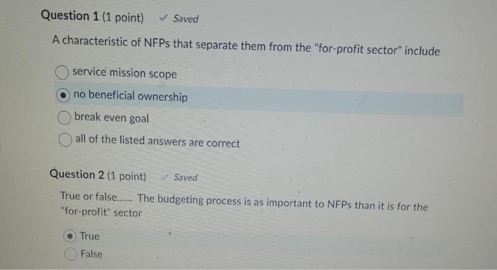 Solved A characteristic of NFPs that separate them from the | Chegg.com
