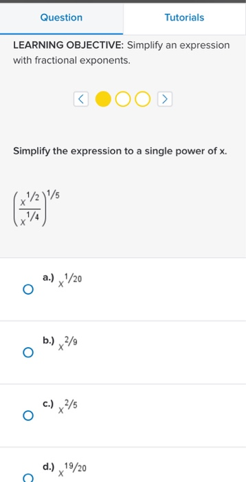 Solved Question Tutorials LEARNING OBJECTIVE: Simplify an | Chegg.com