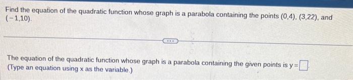 Solved Find the equation of the quadratic function whose | Chegg.com