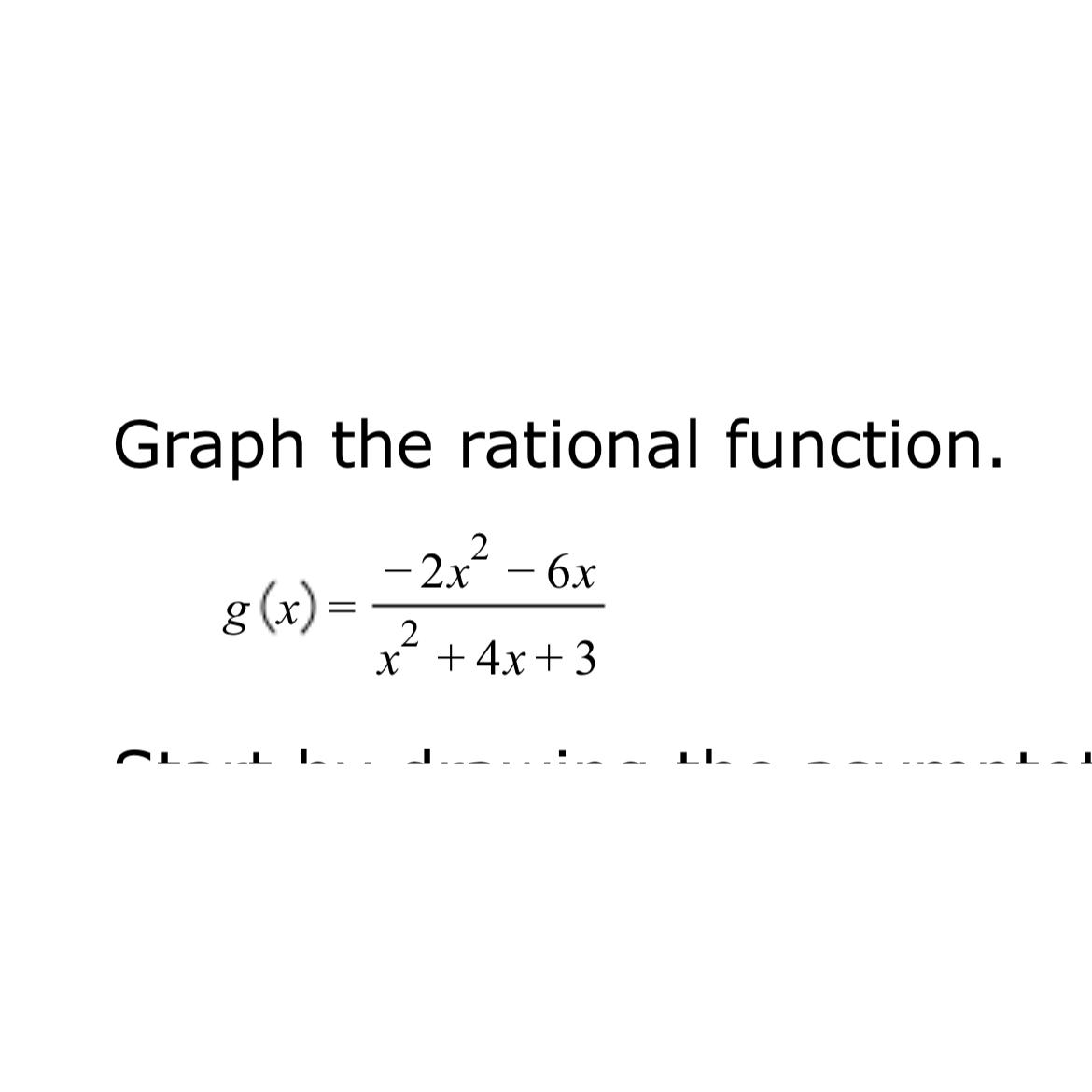 Solved Graph the rational function.g(x)=-2x2-6xx2+4x+3 | Chegg.com