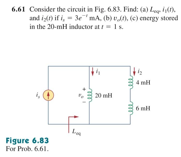 Solved 6.61 Consider the circuit in Fig. 6.83. Find: (a) Leq | Chegg.com