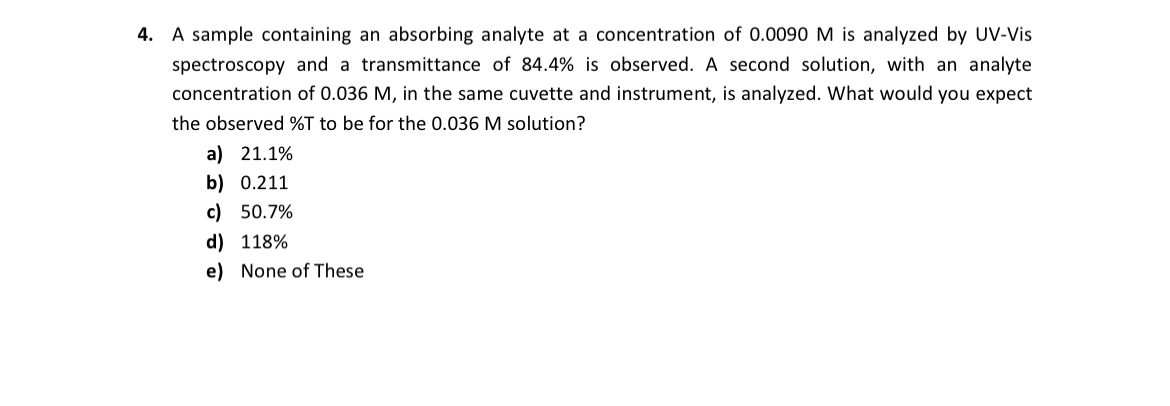Solved A sample containing an absorbing analyte at a | Chegg.com