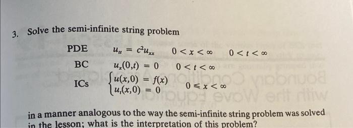 Solved c²uxx 3. Solve the semi-infinite string problem PDE 0 | Chegg.com