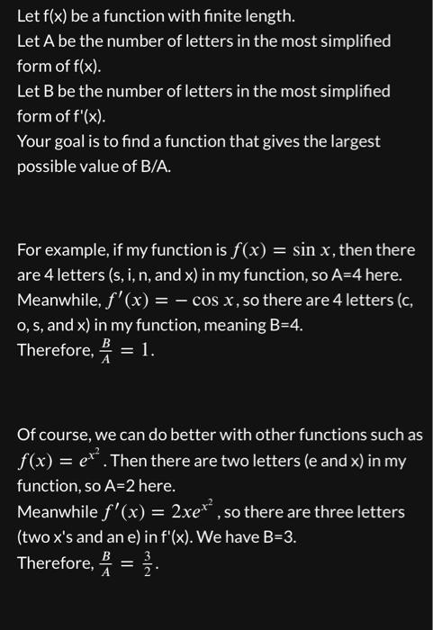Solved Let f(x) be a function with finite length. Let A be | Chegg.com
