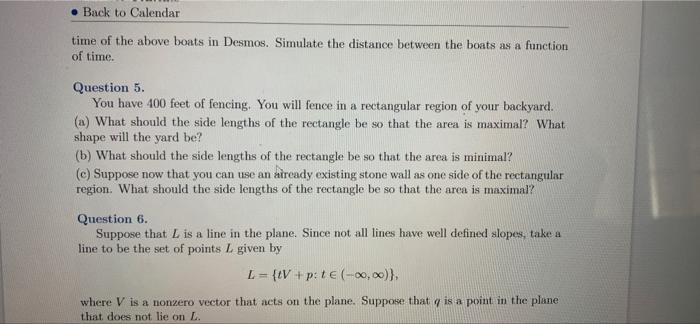 Solved Back to Calendar time of the above boats in Desmos. | Chegg.com