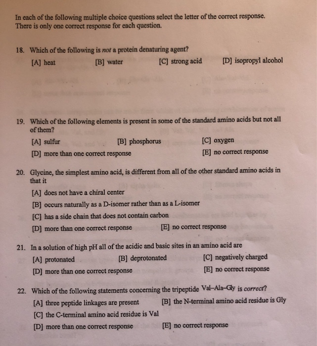Solved In each of the following multiple choice questions | Chegg.com
