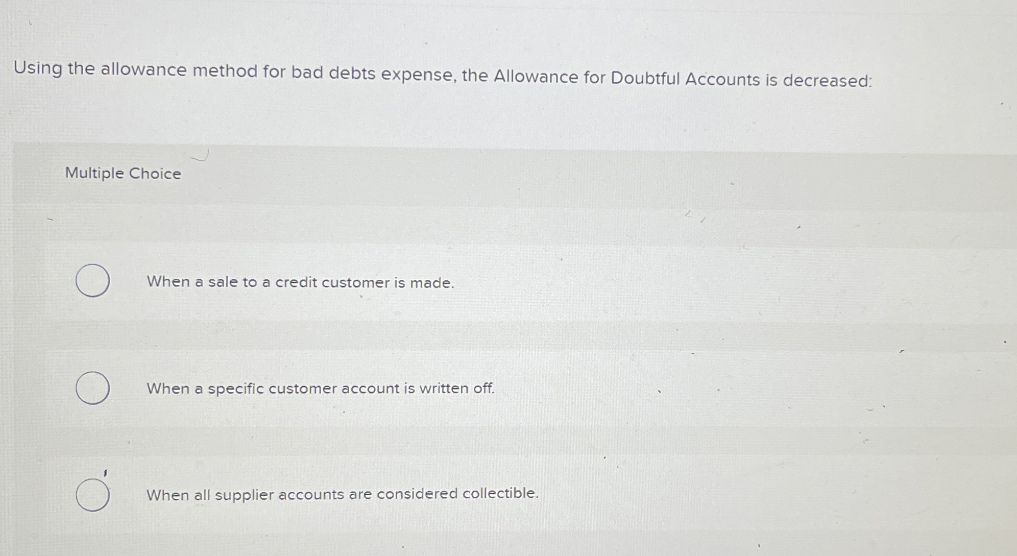 Solved Using the allowance method for bad debts expense, the | Chegg.com