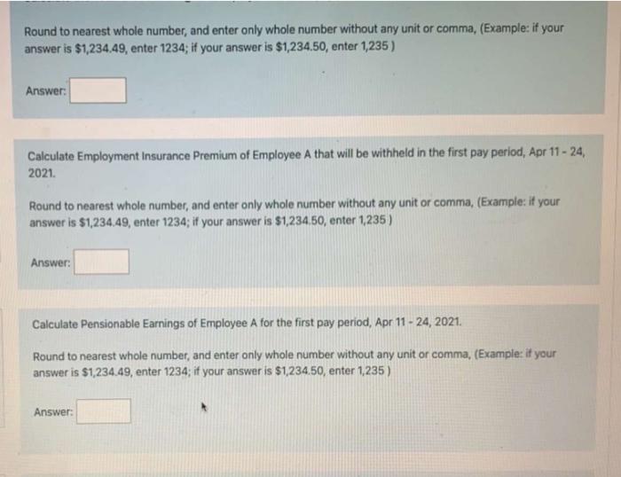 Calculate Pensionable Earnings of Employee A for the | Chegg.com