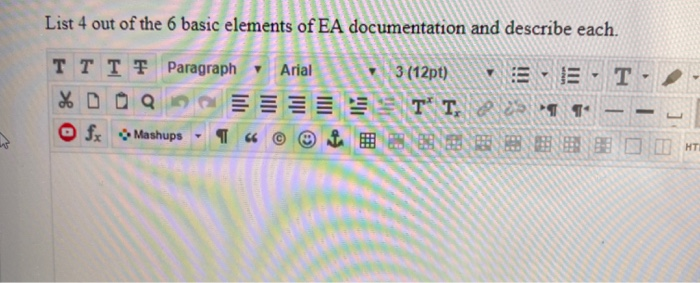 Solved List 4 out of the 6 basic elements of EA | Chegg.com