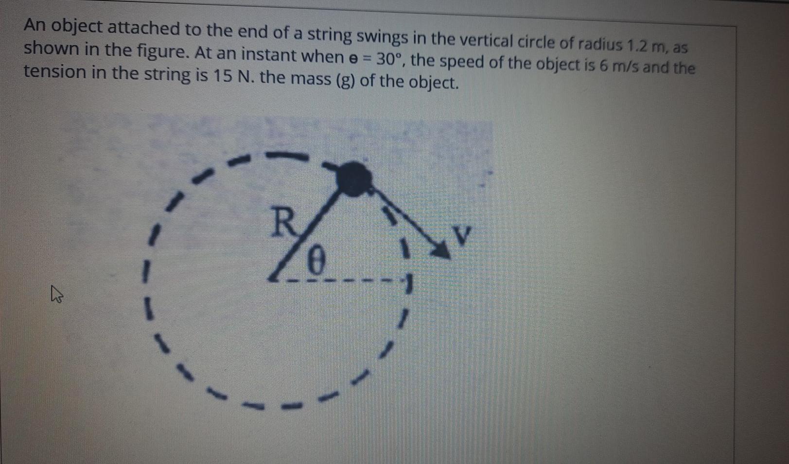 Solved An object attached to the end of a string swings in | Chegg.com