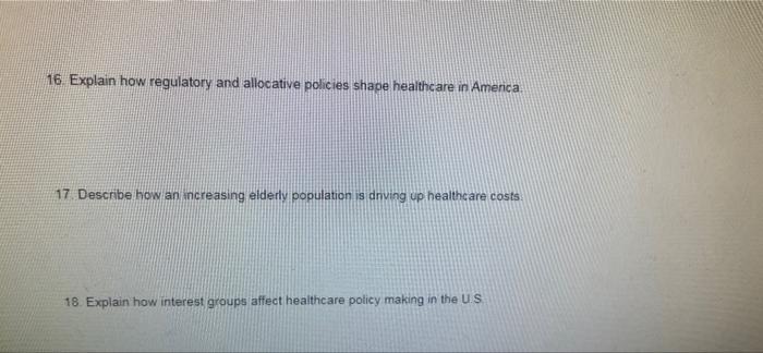 Solved 16 Explain how regulatory and allocative policies | Chegg.com