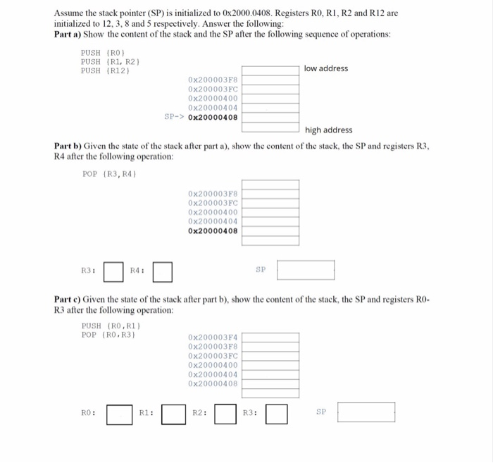 Solved Assume the stack pointer (SP) is initialized to | Chegg.com