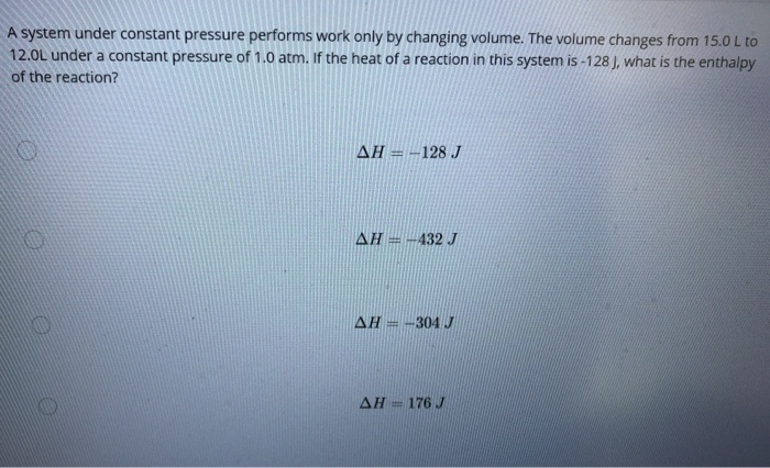 Solved A system under constant pressure performs work only | Chegg.com