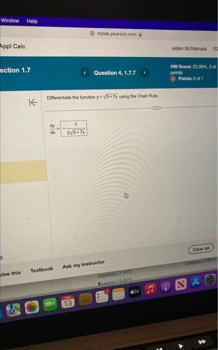 Solved Differentiate the function y=5+7x using the Chain | Chegg.com