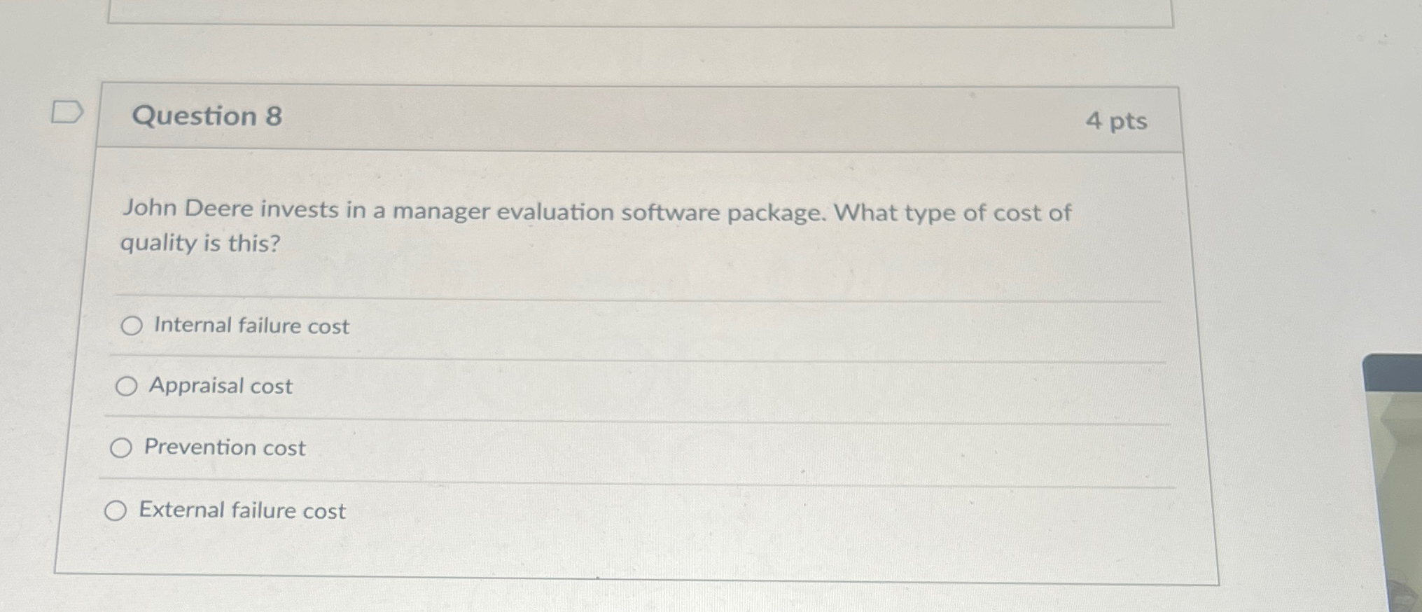 Solved Question 84 ﻿ptsJohn Deere invests in a manager | Chegg.com