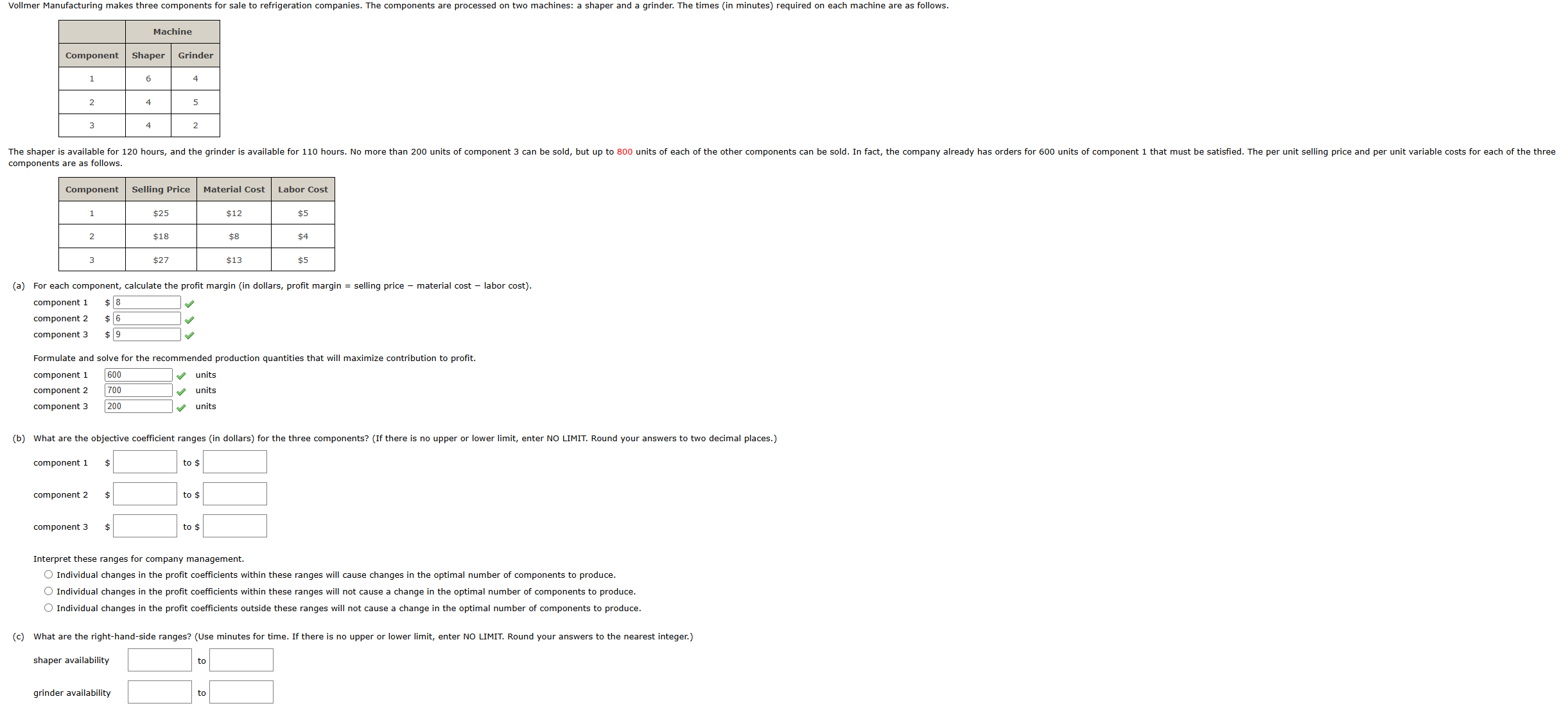 Solved components are as follows.(a) ﻿For each component, | Chegg.com
