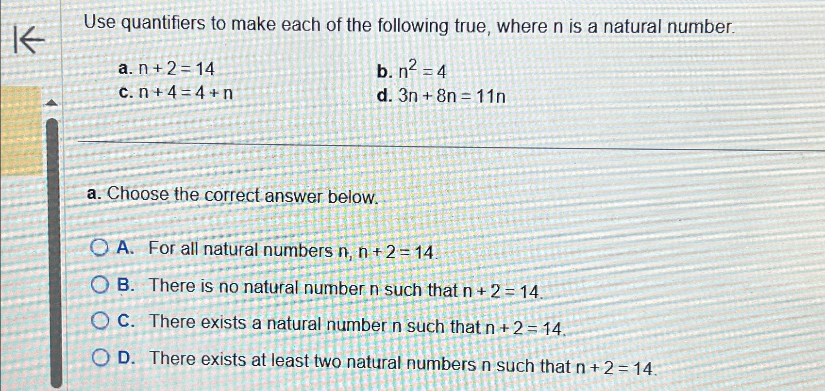 Solved Use quantifiers to make each of the following true, | Chegg.com