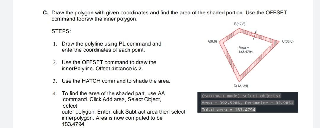 Solved C. Draw the polygon with given coordinates and find | Chegg.com