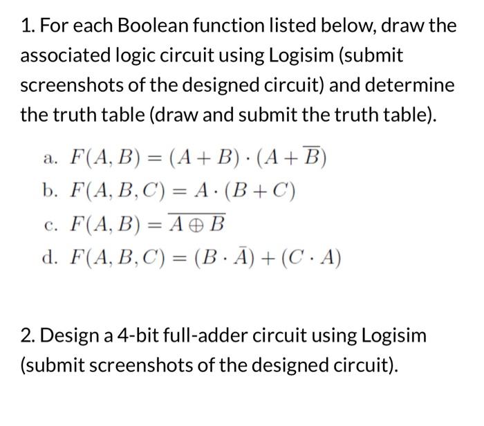 Solved 1. For each Boolean function listed below, draw the | Chegg.com
