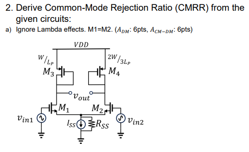 Solved Derive Common-Mode Rejection Ratio (CMRR) ﻿from | Chegg.com