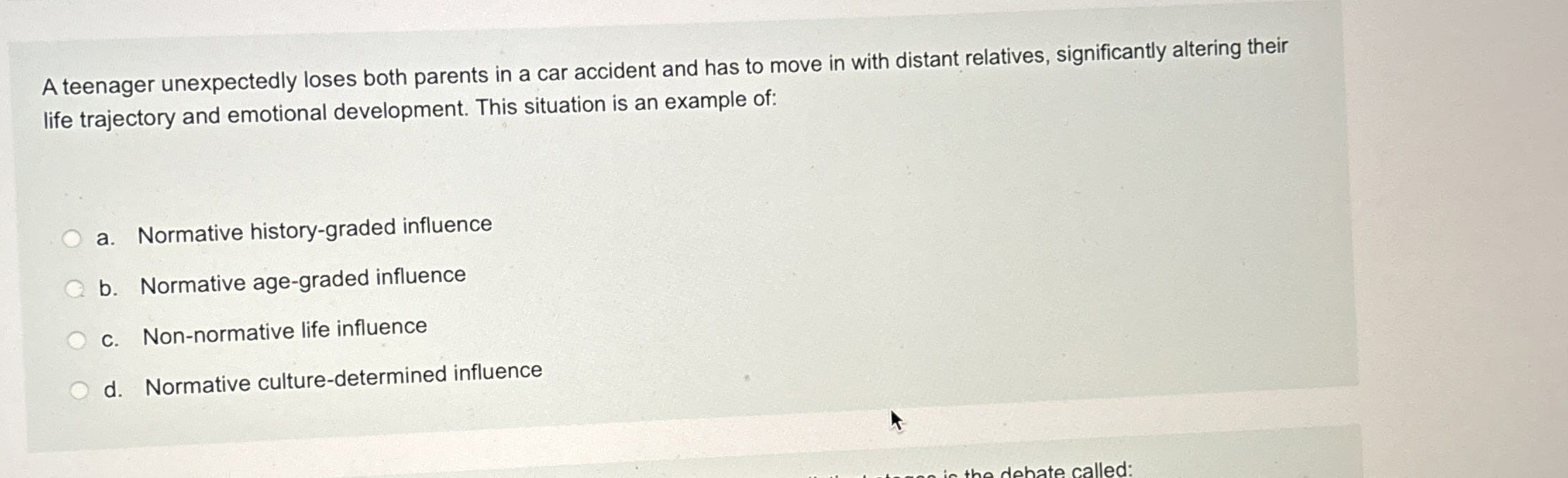 Solved A teenager unexpectedly loses both parents in a car | Chegg.com