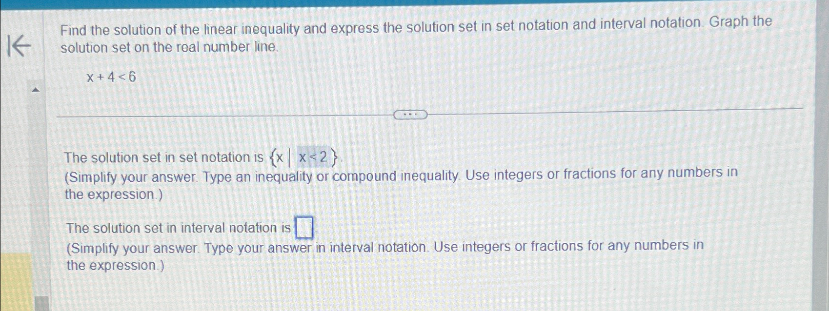 Solved Find the solution of the linear inequality and | Chegg.com