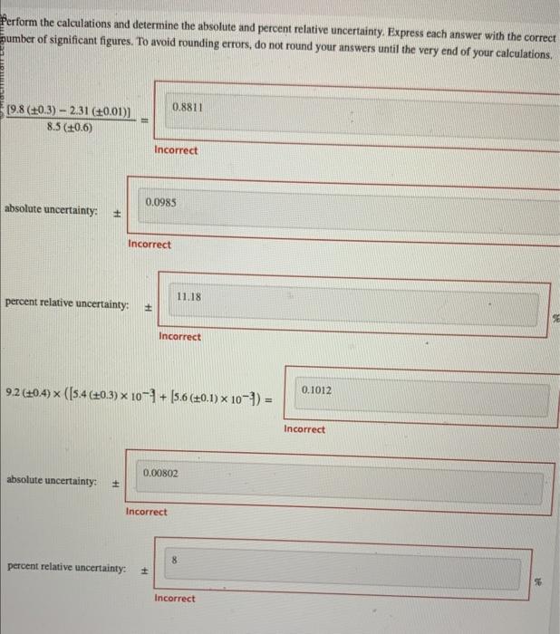 Solved Perform the calculations and determine the absolute | Chegg.com