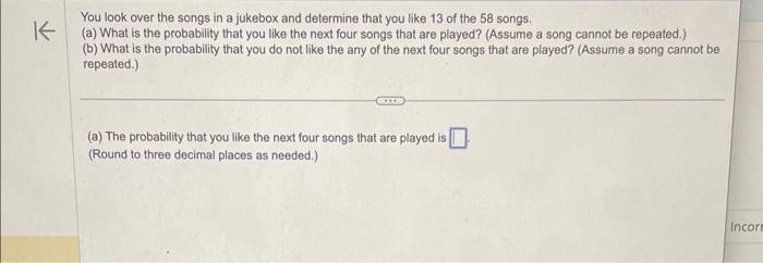 Solved You look over the songs in a jukebox and determine | Chegg.com