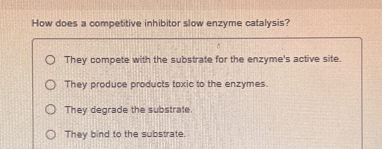 Solved How does a competitive inhibitor Slow enzyme | Chegg.com