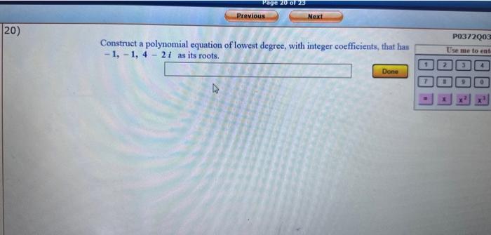 Solved Construct a polynomial equation of lowest degree, | Chegg.com